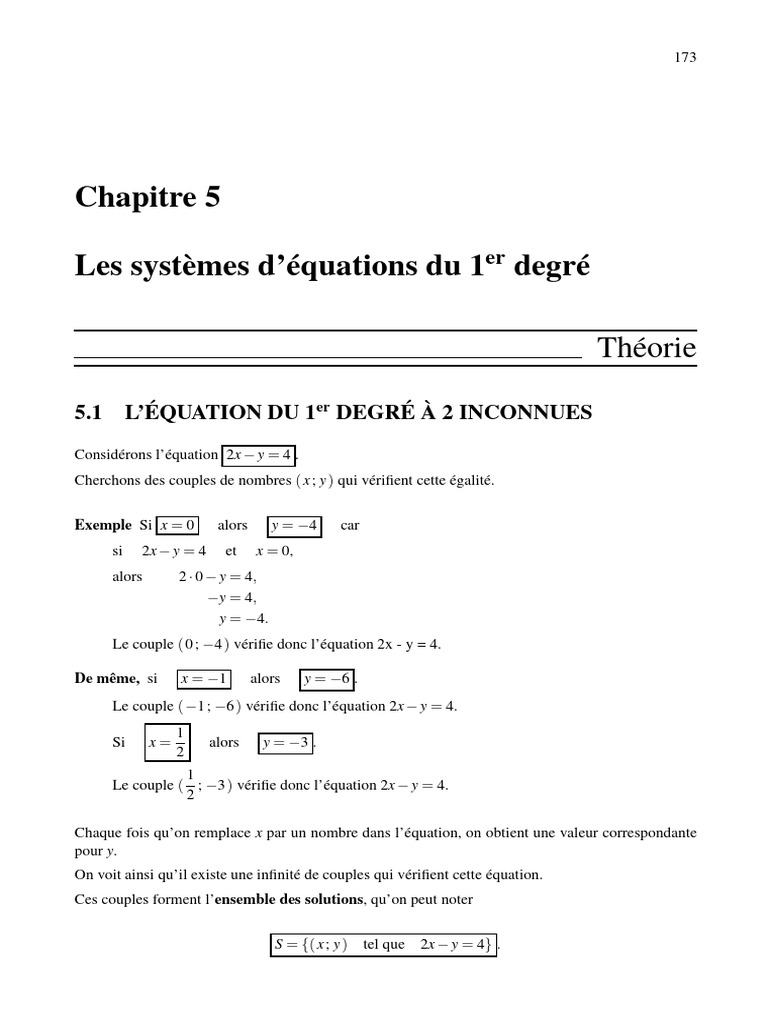 Systèmes d'Équations du 1er Degré | PDF | Équations | Concepts ...