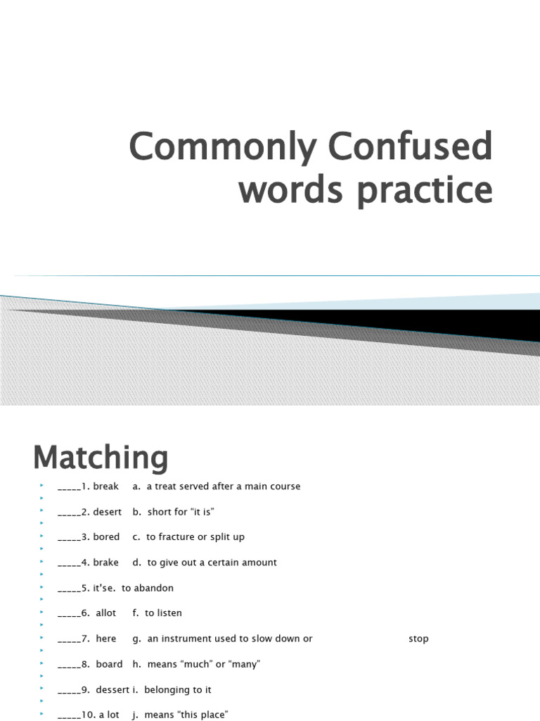 Commonly Confused Words Practice | PDF