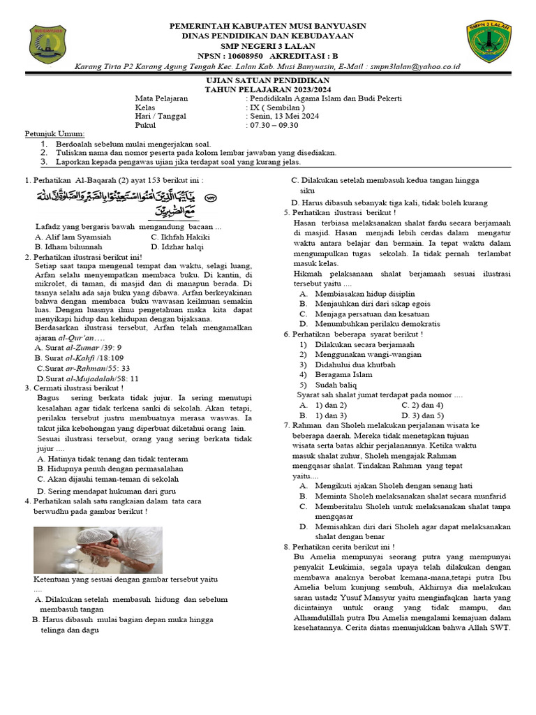 Naskah Soal Usp Pai 2024 | PDF