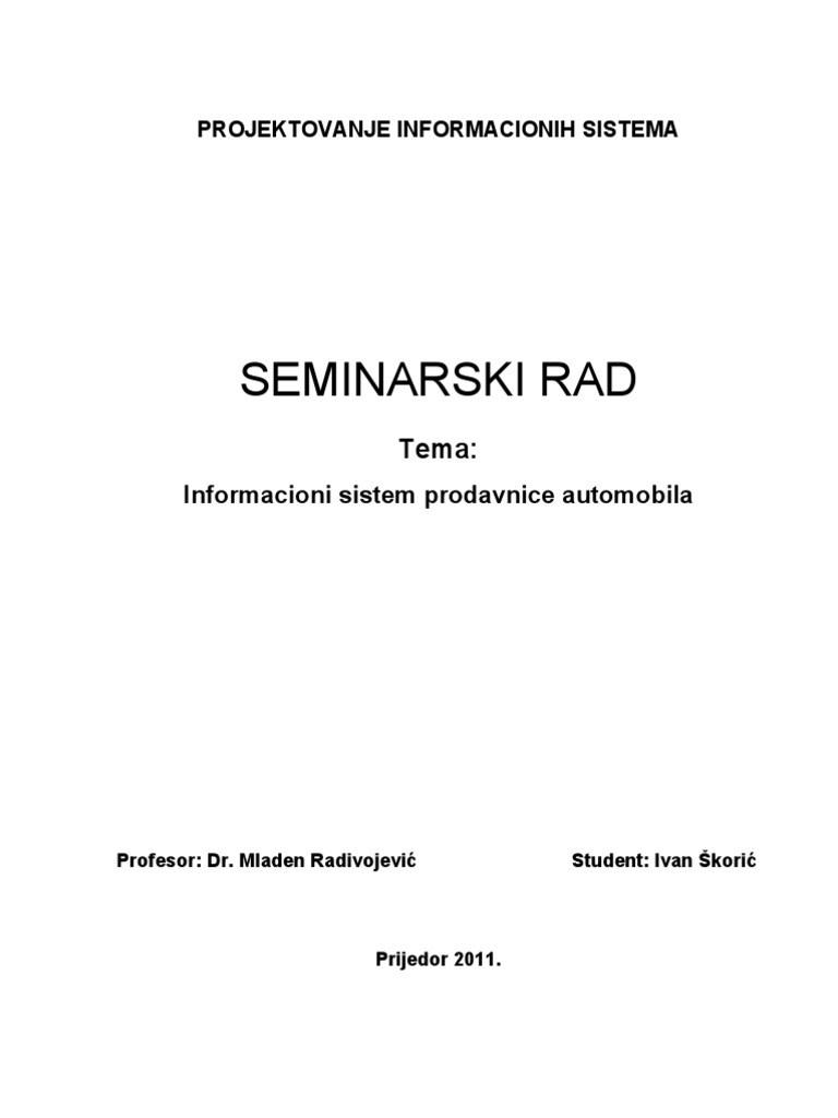 Projektovanje Informacionih Sistema Pdf