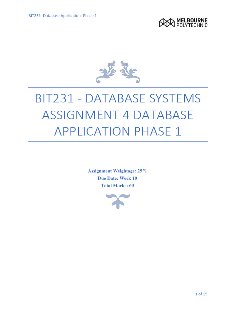 BIT231-Assement 4-Phase 1-S1 - 2024-Final2 | PDF | Relational Database | Data Model