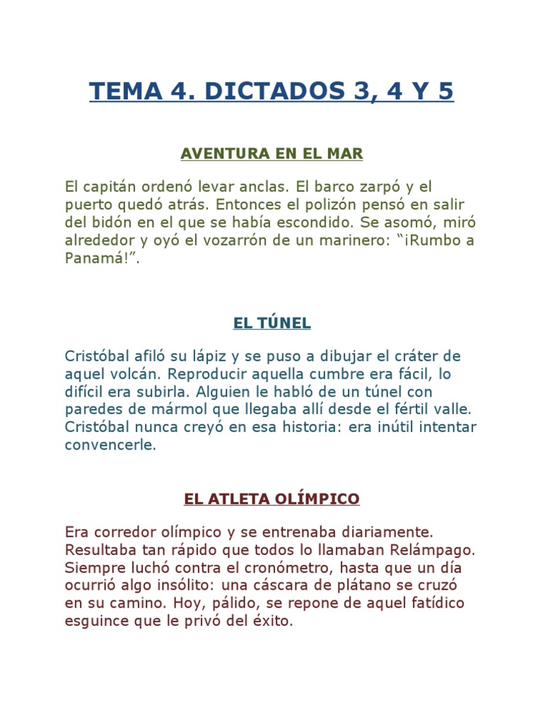 Tema 4. Dictados 3, 4 y 5 | PDF | Viajes y turismo