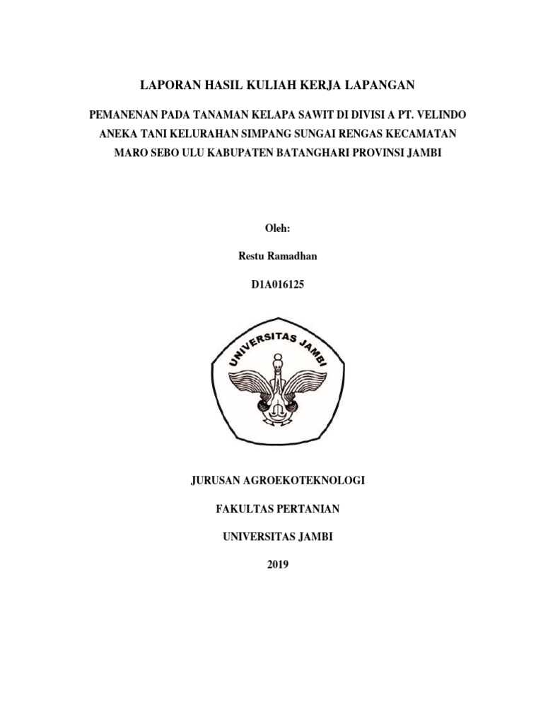 Laporan Magang Tentang Pemanenan Kelapa Sawit | PDF