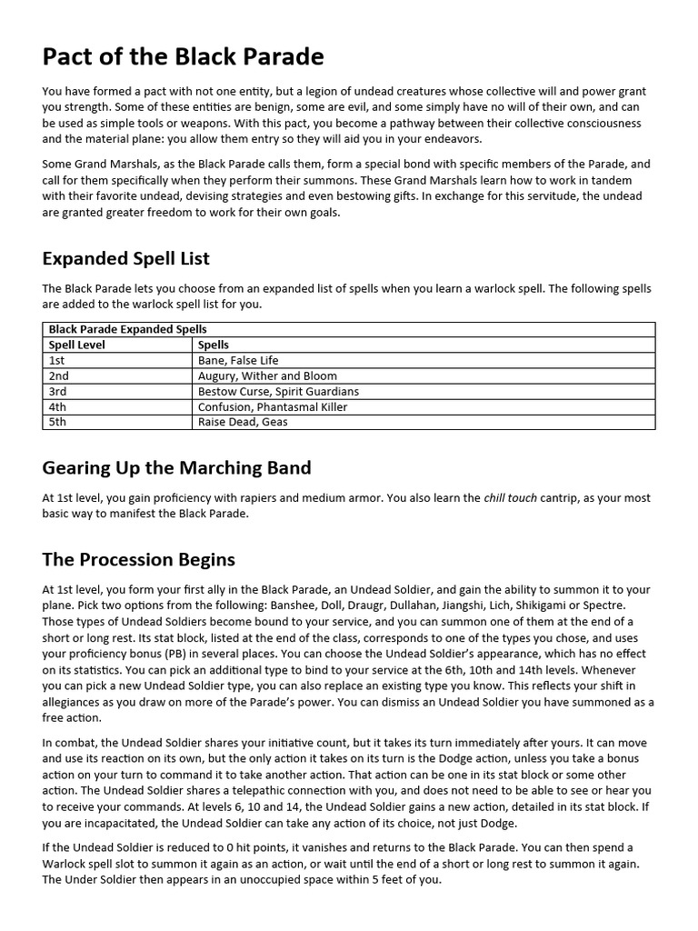 Black Parade Warlock | PDF