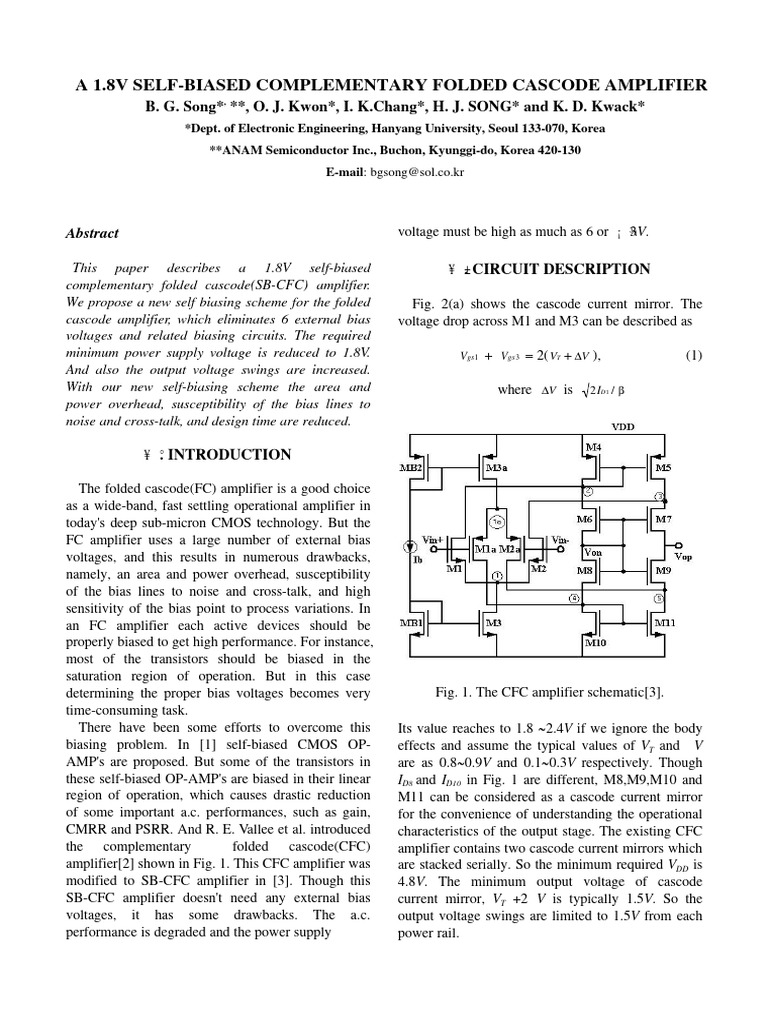 Self Biased Complementary Folded Cascode Op Amp | PDF | Amplifier ...