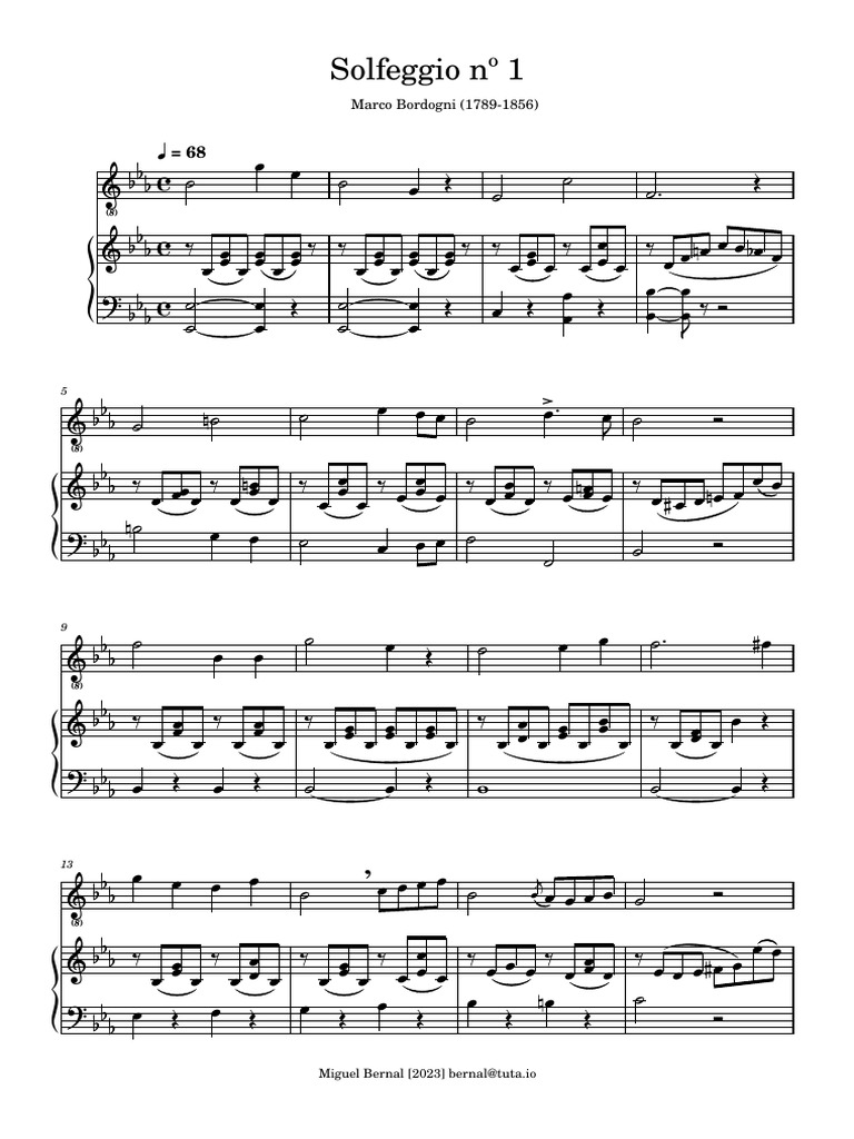 BORDOGNI Solfeggio Nº 1 Mi Bemol | PDF