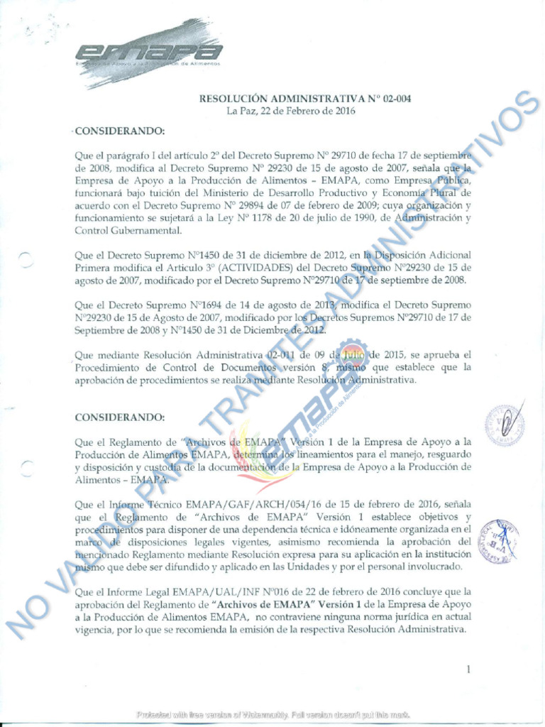 Reglamento Archivos EMAPA | PDF | Archivo de computadora