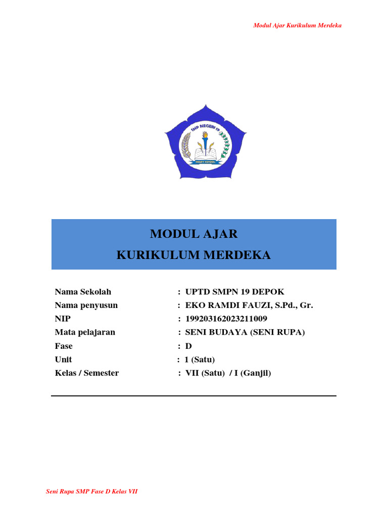 Modul Ajar Seni Rupa Kelas VII | PDF