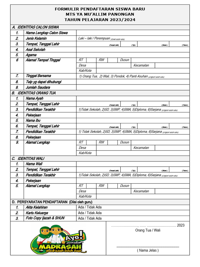 Formulir PPDB 2024-2025 | PDF