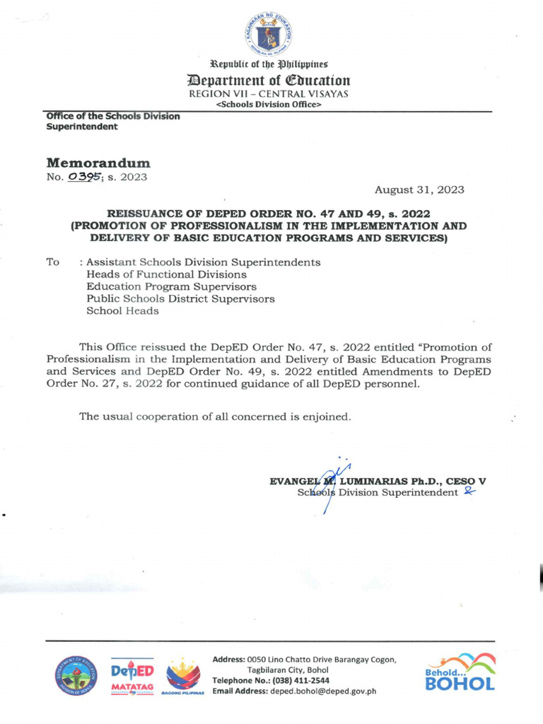 DM No. 0395 S. 2023 | PDF