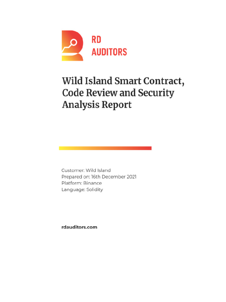 Wild Island Smart Contract Security Report | PDF | Vulnerability (Computing) | Computer Security