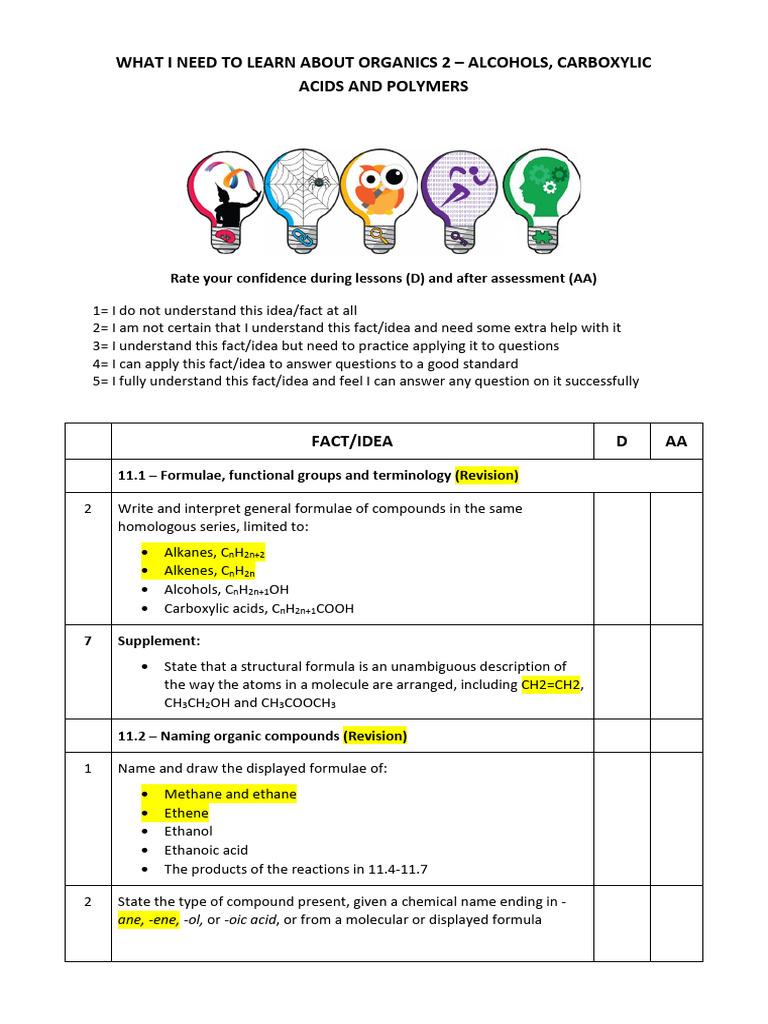 Organics 2 - WINTK Sheet 2022 | PDF | Ethanol | Polymers