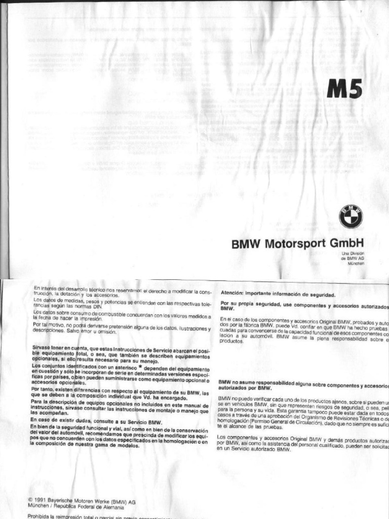 Manual de Usuario E34 M5 | PDF | BMW | Coche