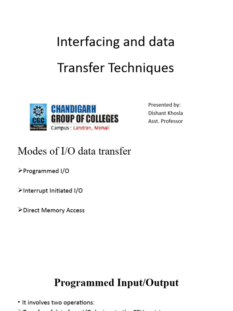 Interfacing and Data Tranfer Techniques | Download Free PDF | Input/Output | Central Processing Unit