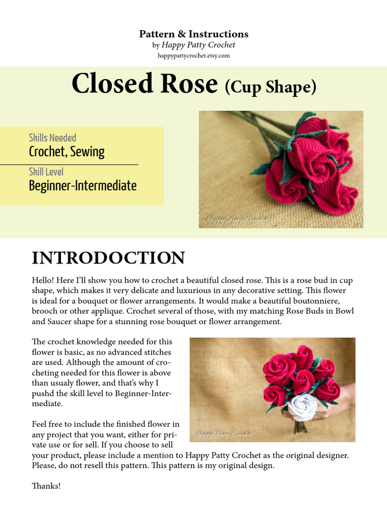 Crochet Closed Rose Pattern Guide | PDF | Crochet | Petal