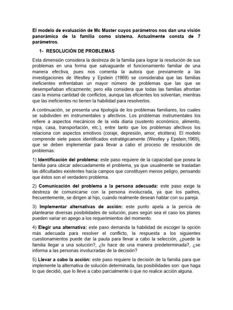 Modelo McMaster de Evaluación Familiar | PDF | Familia | Comunicación