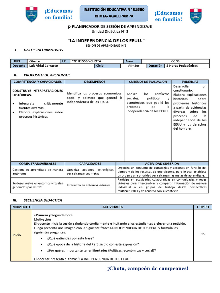 SESIÓN DE APRENDIZAJE N°2-CCSS-3er GRADO-2da Parte | Descargar gratis PDF | Aprendizaje | Evaluación