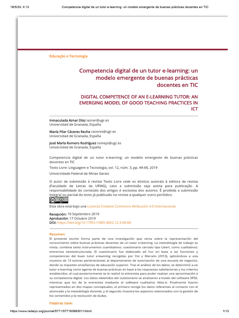 Áznar Díaz, I. - 2019 - Competencia Digital de Un Tutor E-Learning - Un ...
