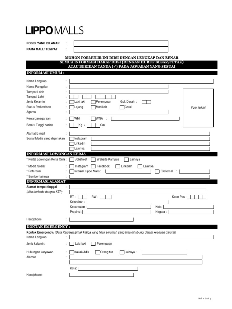 Form Aplikasi PT LMI 2021 (REVISI) | PDF