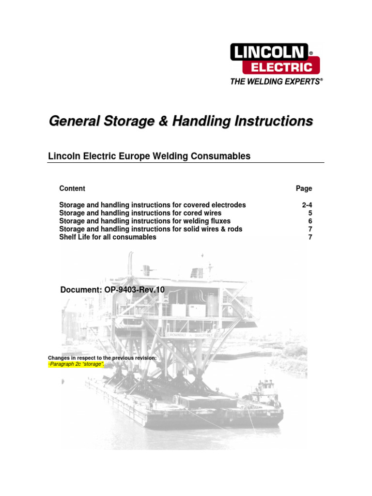 General Storage Handling Instructions Rev 10 | PDF | Welding | Construction