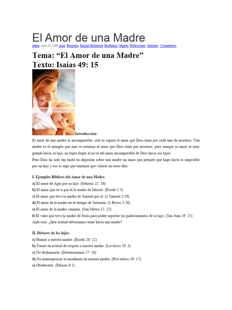 El Amor de Una Madre | Descargar gratis PDF | Amor | Creencia religiosa y doctrina
