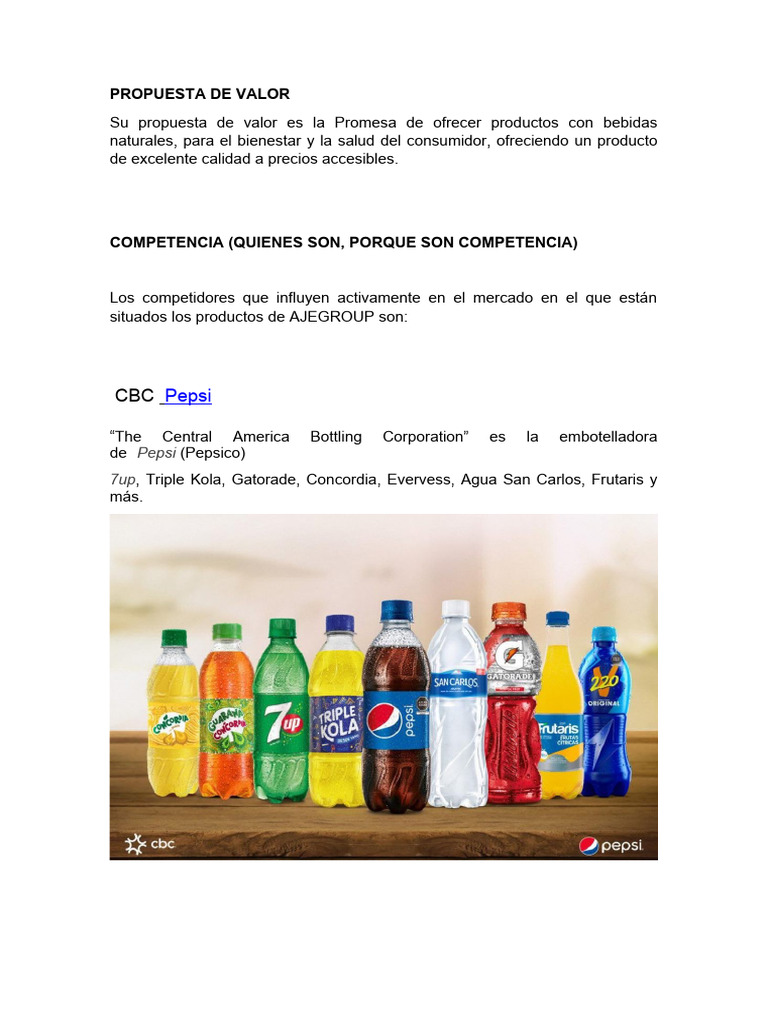 Propuesta de Valor de AJEGROUP en Bebidas | PDF | Negocios | Tecnología