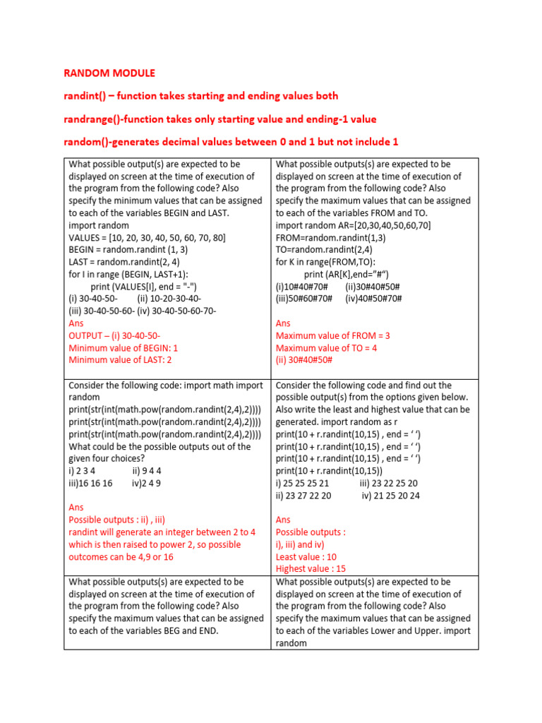 Random Function | PDF | Integer (Computer Science) | Blue