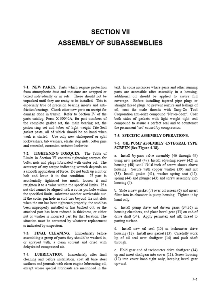 Section Vii Assembly of Subassemblies | PDF | Piston | Bearing (Mechanical)