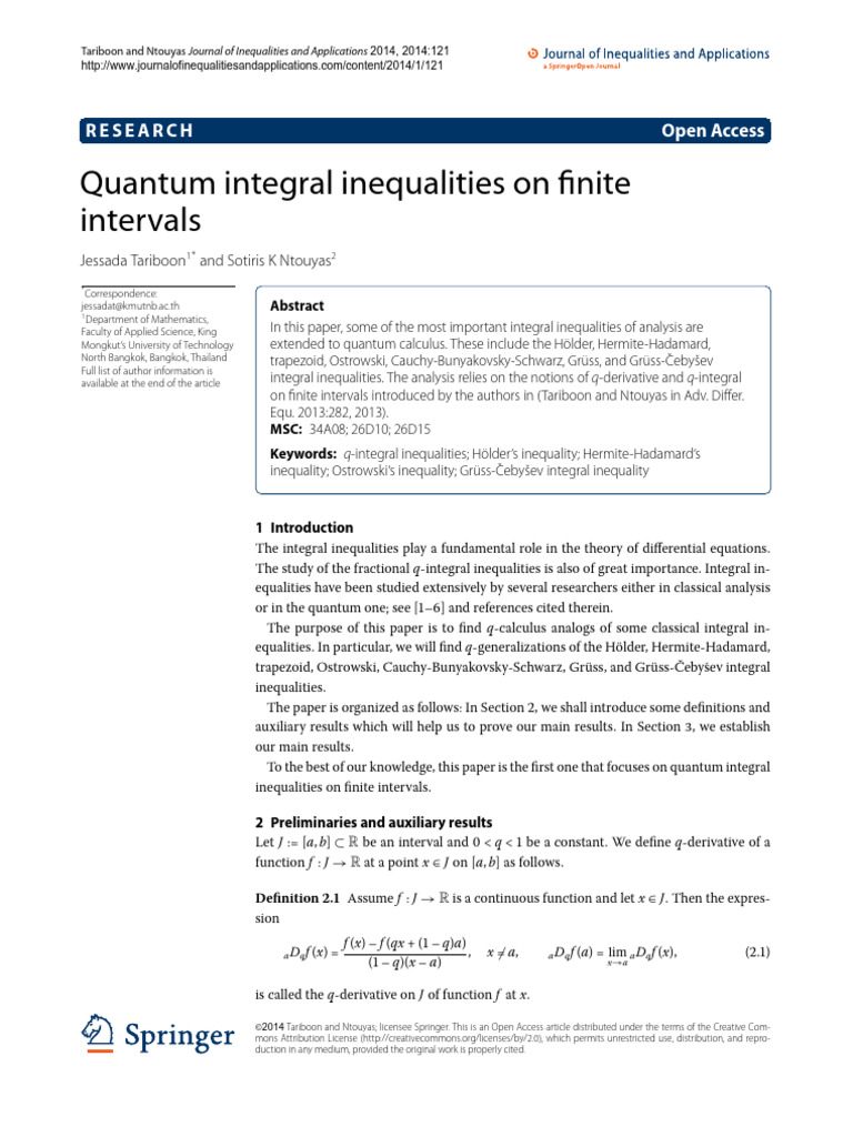 Quantum Calculus | Download Free PDF | Mathematical Analysis | Integral