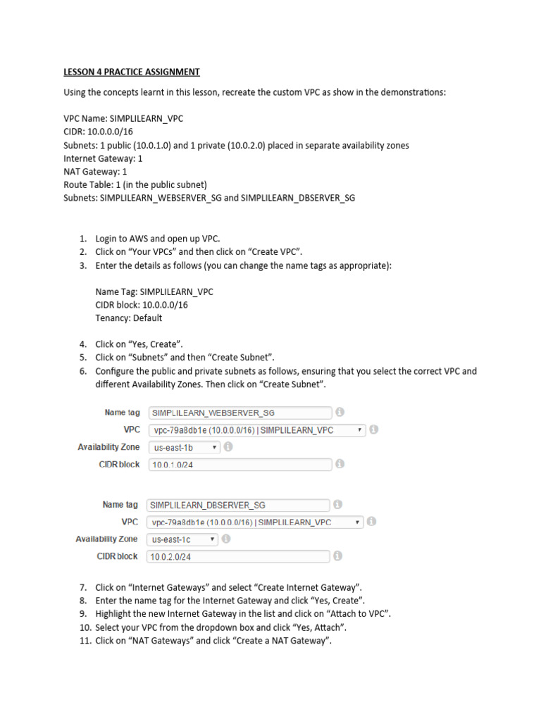 AWS VPC Setup Guide: Simplilearn | PDF | Internet | Internet Architecture