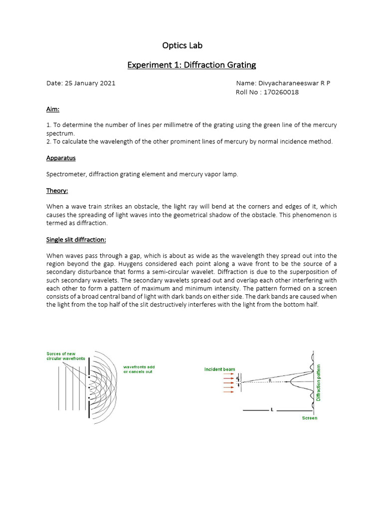 Lab1 Submission | PDF | Diffraction | Physics