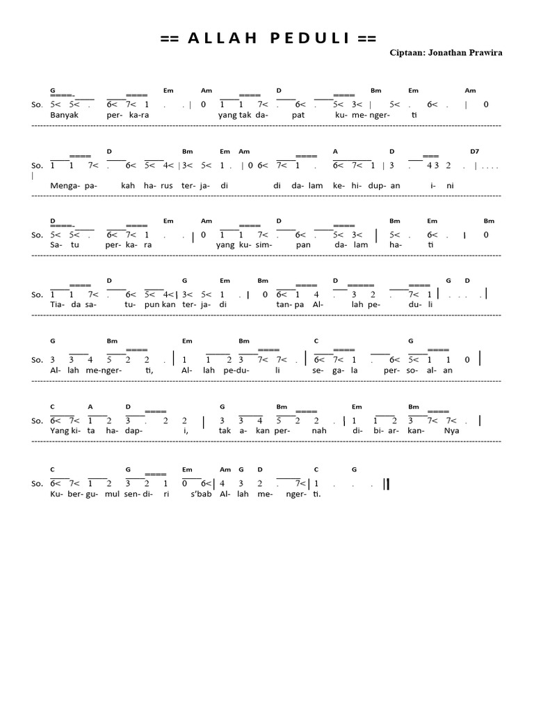 Allah Peduli Pop Keyboard | PDF