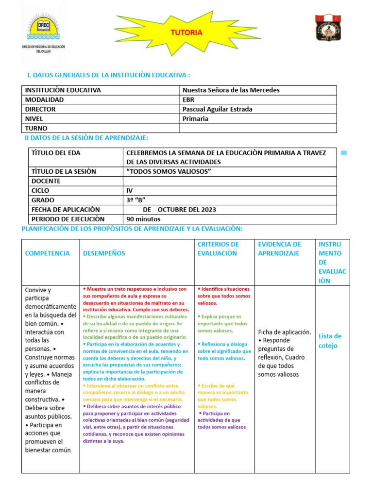 Tutorìa Todos Somos Valiosos | PDF | Evaluación | Maestros