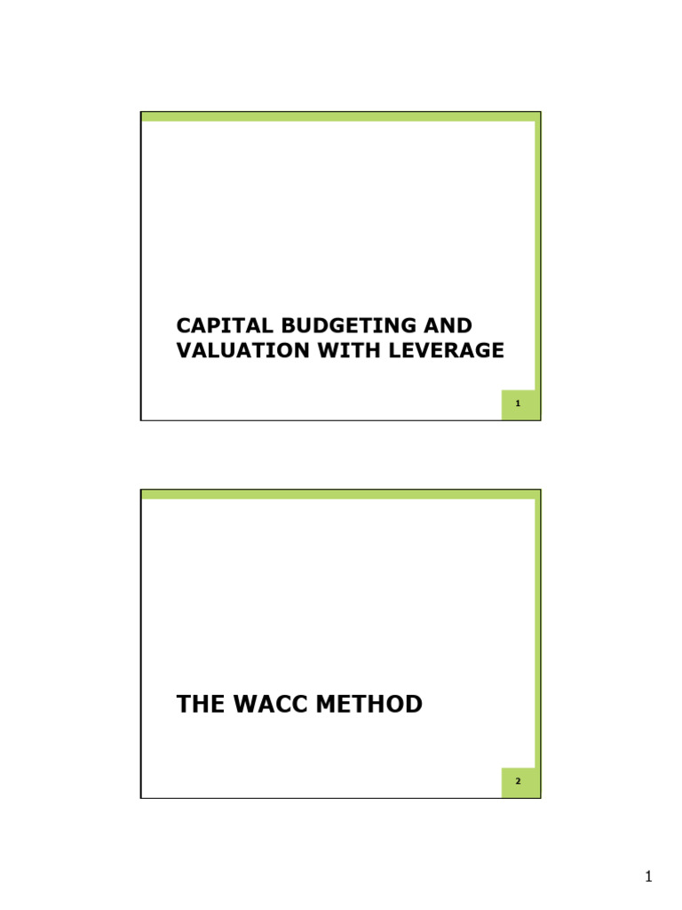 Capital Budgeting and Valuation With Leverage | PDF | Cost Of Capital | Free Cash Flow