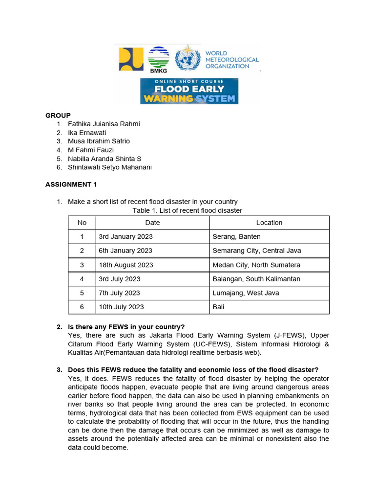 Assignment Flood Early Warning System Concept and Theory | PDF ...