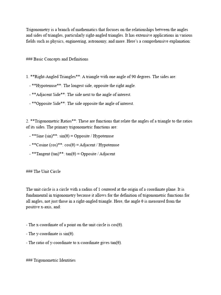 Trigonometry Introduction | PDF | Trigonometry | Trigonometric Functions