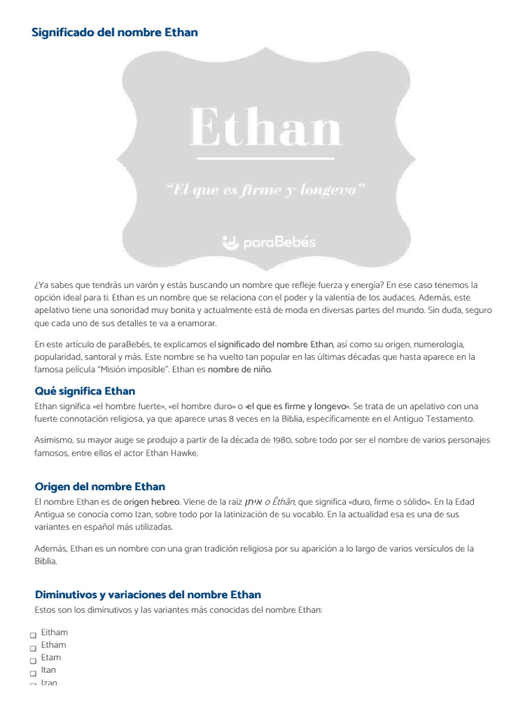 Significado Del Nombre Ethan | PDF