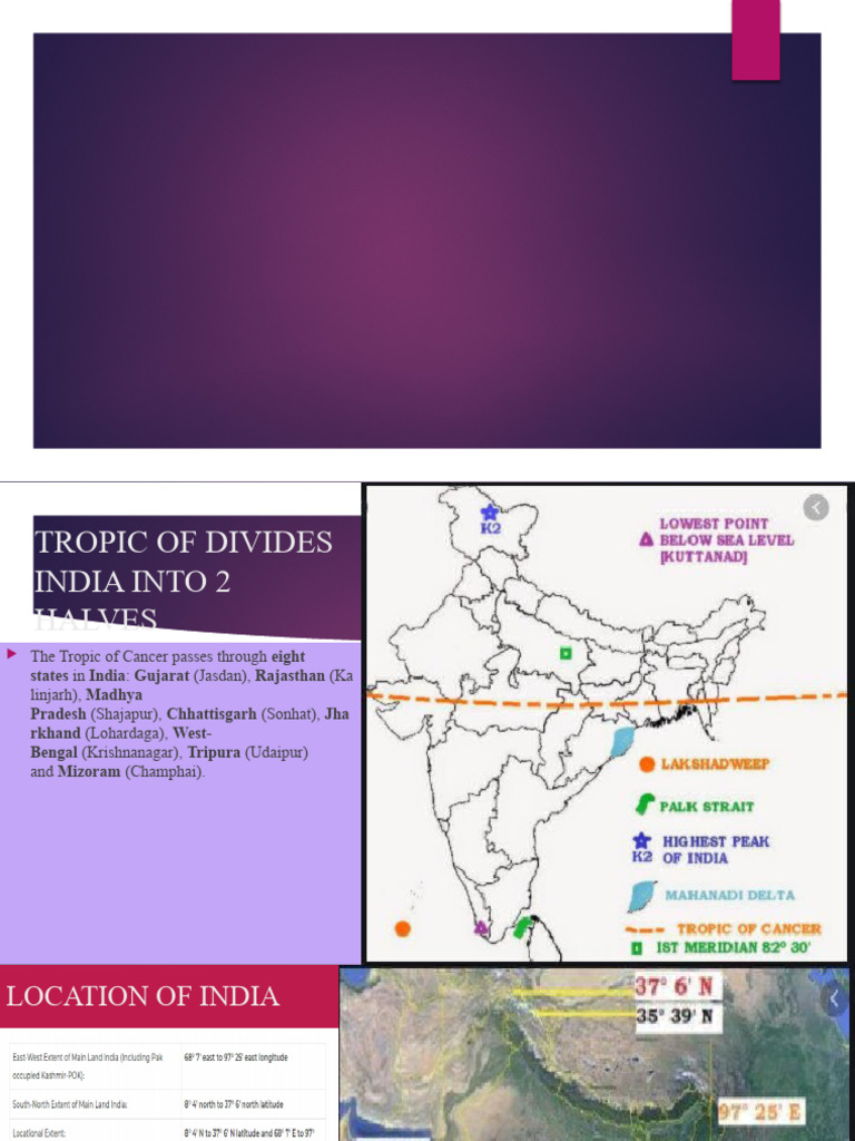 India's Geography and Tropic of Cancer | PDF | Geography | Earth Sciences