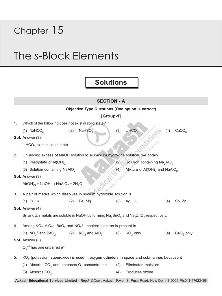The S Block Elements | PDF | Hydroxide | Sodium Hydroxide