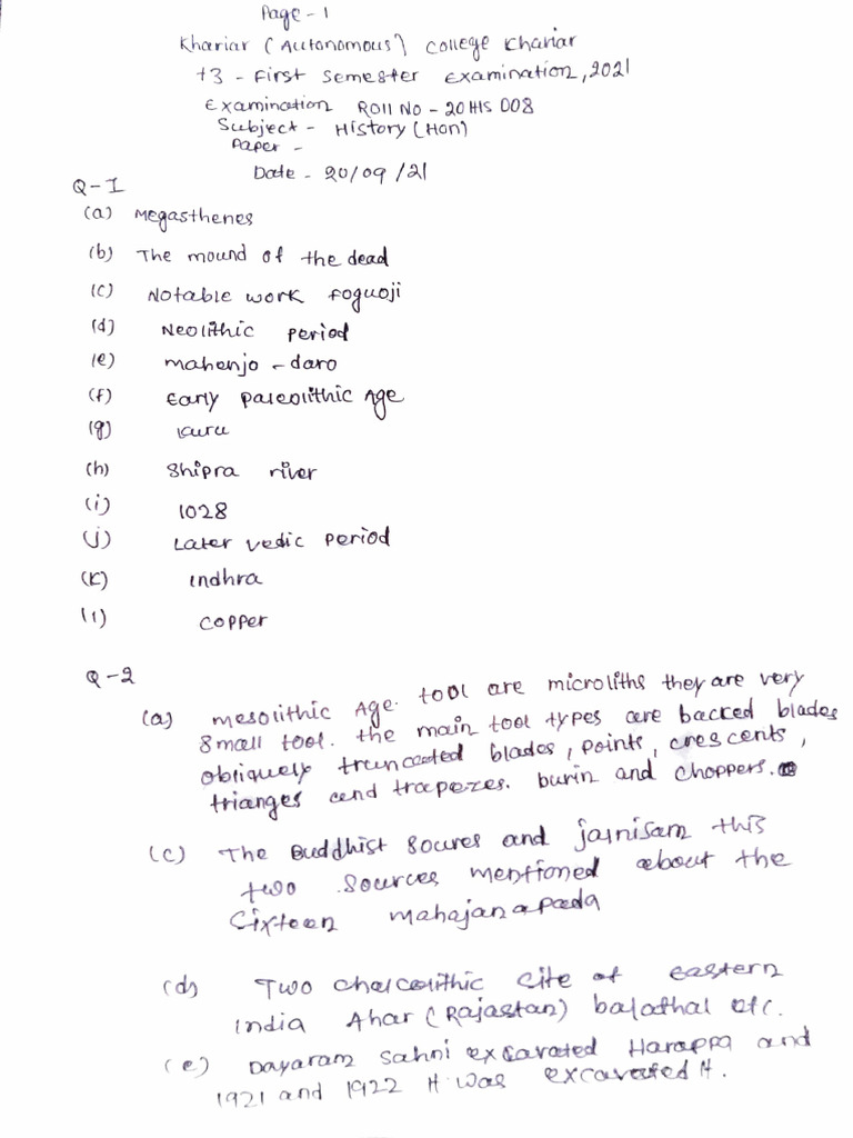 First Semester Exam Answer 2021 | PDF