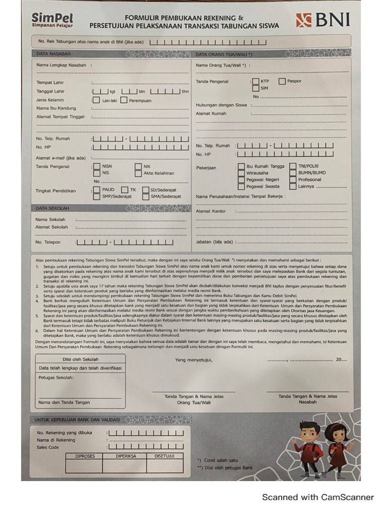 Formulir Pembukaan Rekening Simpel PIP | PDF