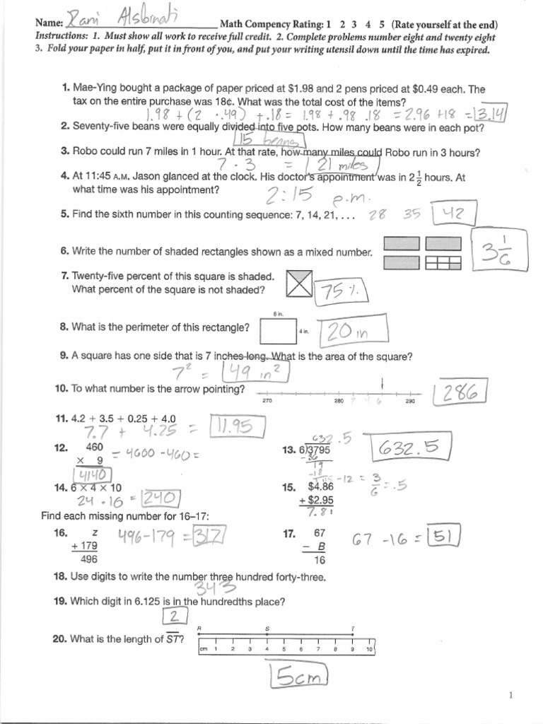 Math Assessment Questions-L1 | PDF