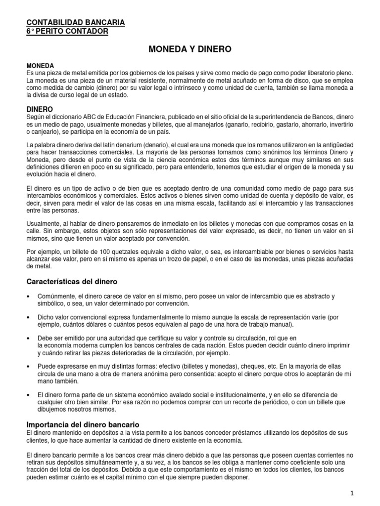 CAPITULO 3. MONEDA Y DINERO COMPLETO | PDF | Dinero | Moneda