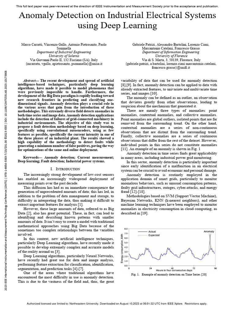 Anomaly Detection On Industrial Electrical Systems Using Deep Learning | PDF | Machine Learning ...