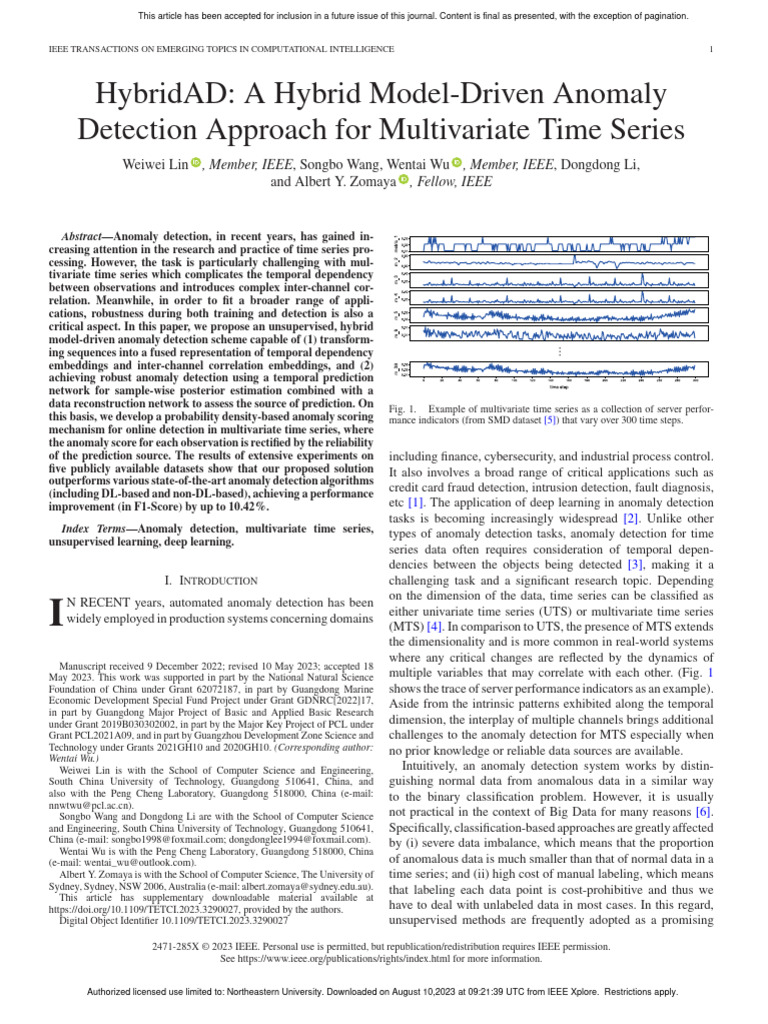 Hybrid Model for Multivariate Anomaly Detection | PDF | Time Series ...