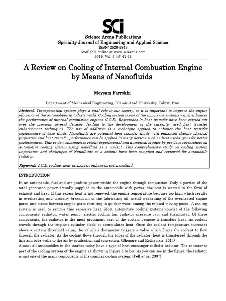 Cooling of Engine Nanofluids | PDF | Radiator | Heat Transfer