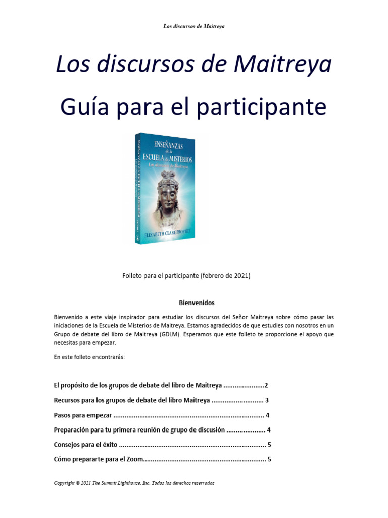 Los Discursos de Maitreya Guia para El Participante 2 2021 | PDF | Chat ...