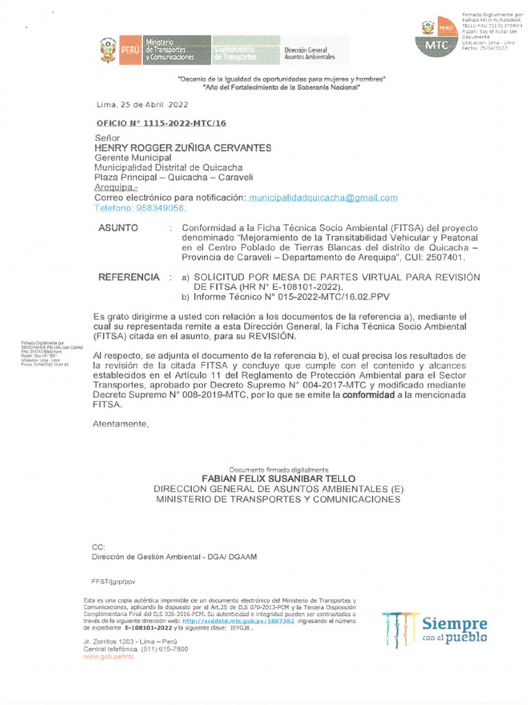 Ficha FITSA CONFORMIDAD | PDF