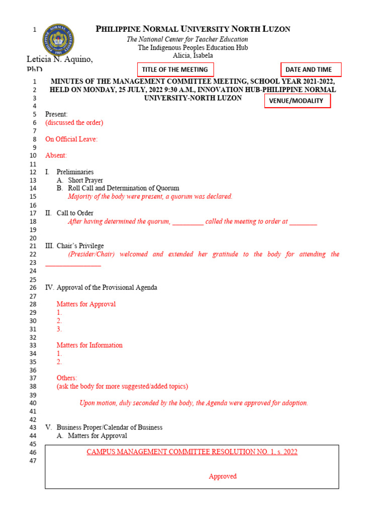 SAMPLE-TEMPLATE-MINUTES | PDF | Government