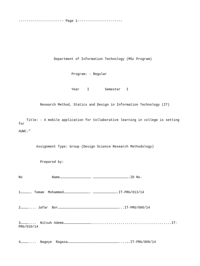 Group 1 Class Task Pdf Methodology Learning